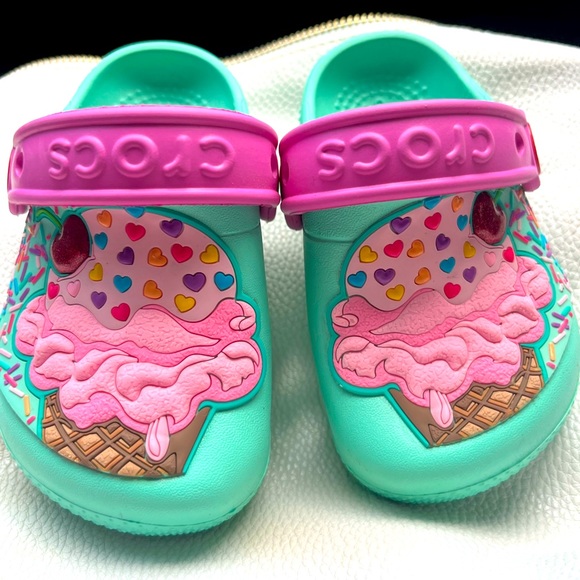 Shoes | Crocs Blue Sprinke Ice Cream Cone Iconic Comfort Toddler Girl ...